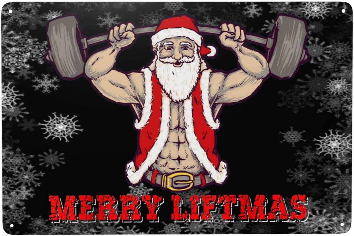 Amazon.com : Christmas Sign Merry Liftmas Signs Merry Liftmas Tin Sign ...