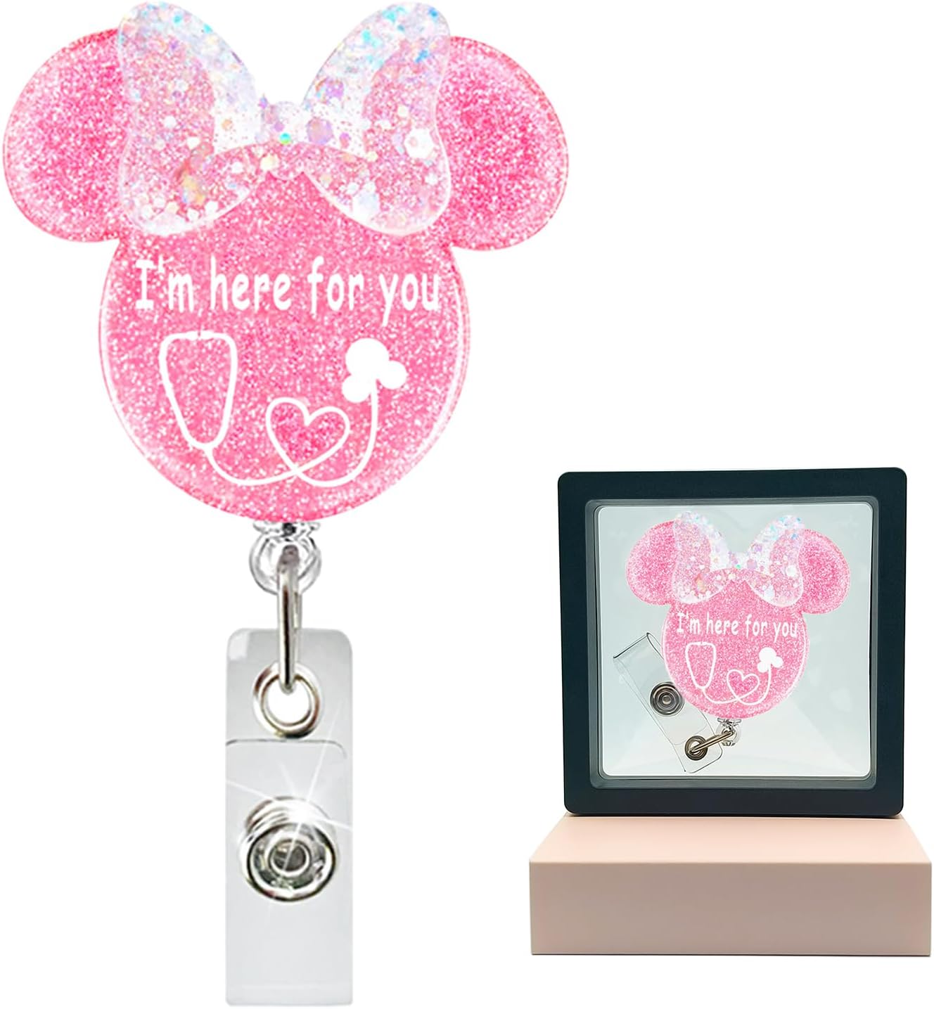 Amazon.com : Personalized Glitter Badge Reel Retractable Nurse Badge ...