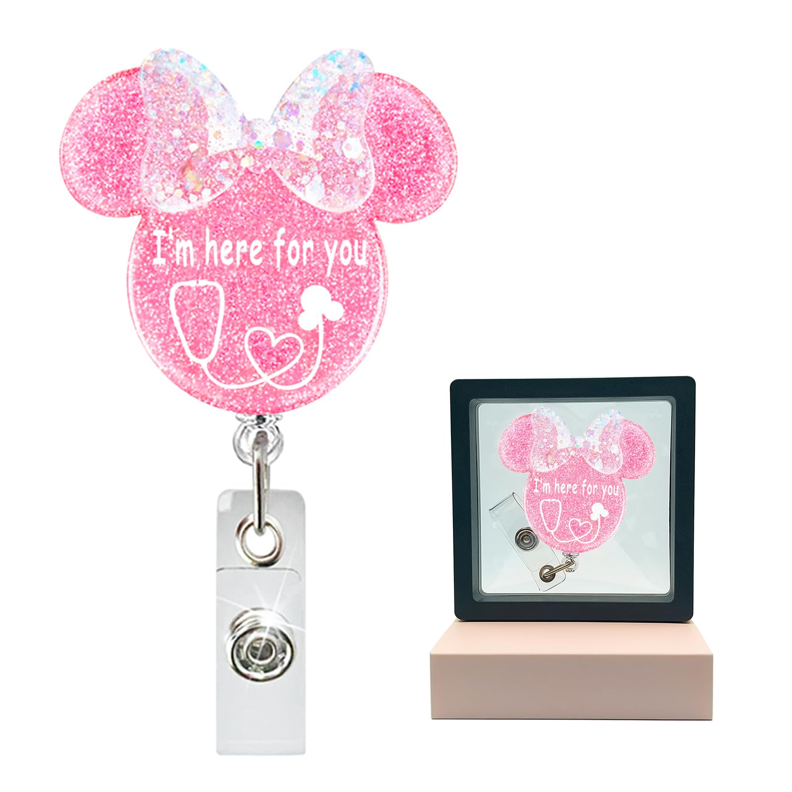 Amazon.com : SHINYHARBOR Cute Nurse Badge Reel Retractable Holder with ...