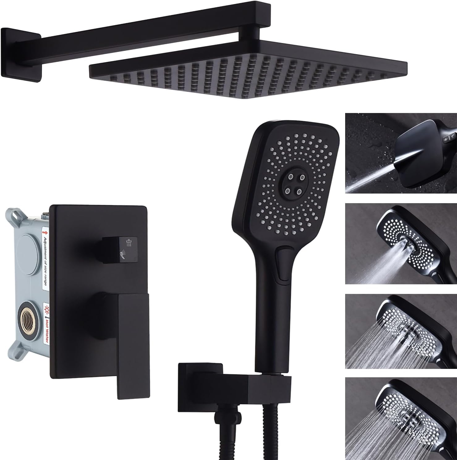 YESIMI Shower System with Tub Spout 10 Inch Overhead Shower 4 Setting ...