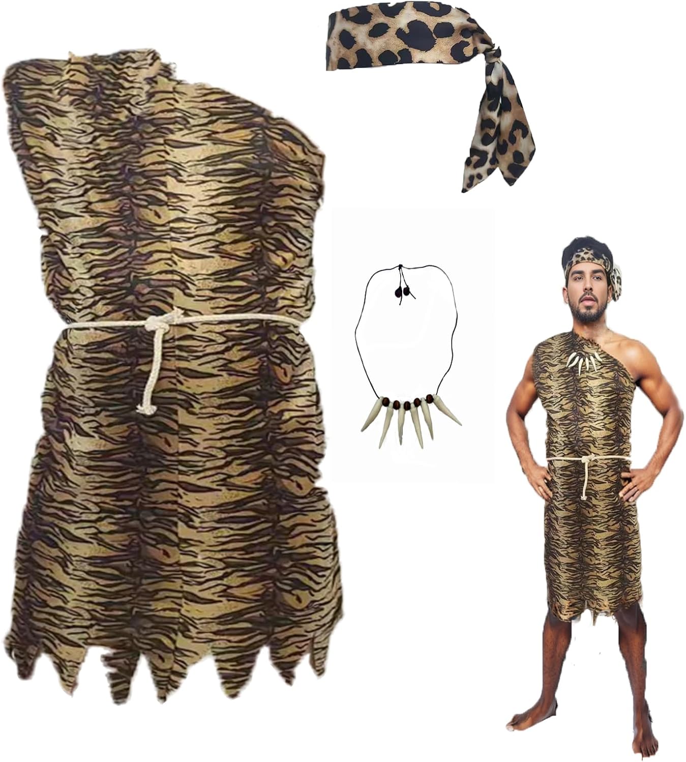 Amazon.com: Yountor Halloween Caveman Costume for Men & Women ...