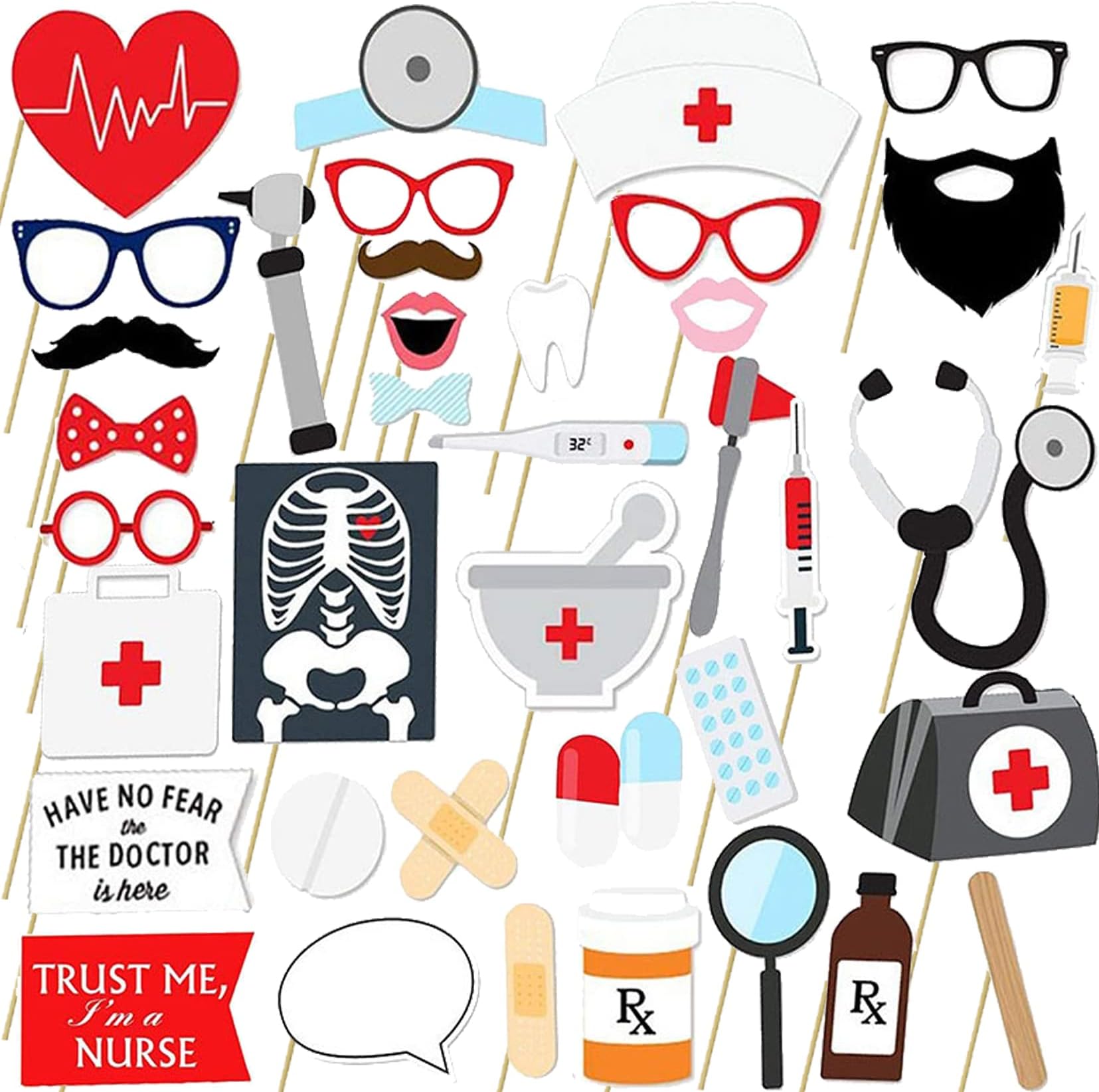 Amazon.com: CPTBAG Dentist Doctor Photo Booth Props Nurse Graduation ...