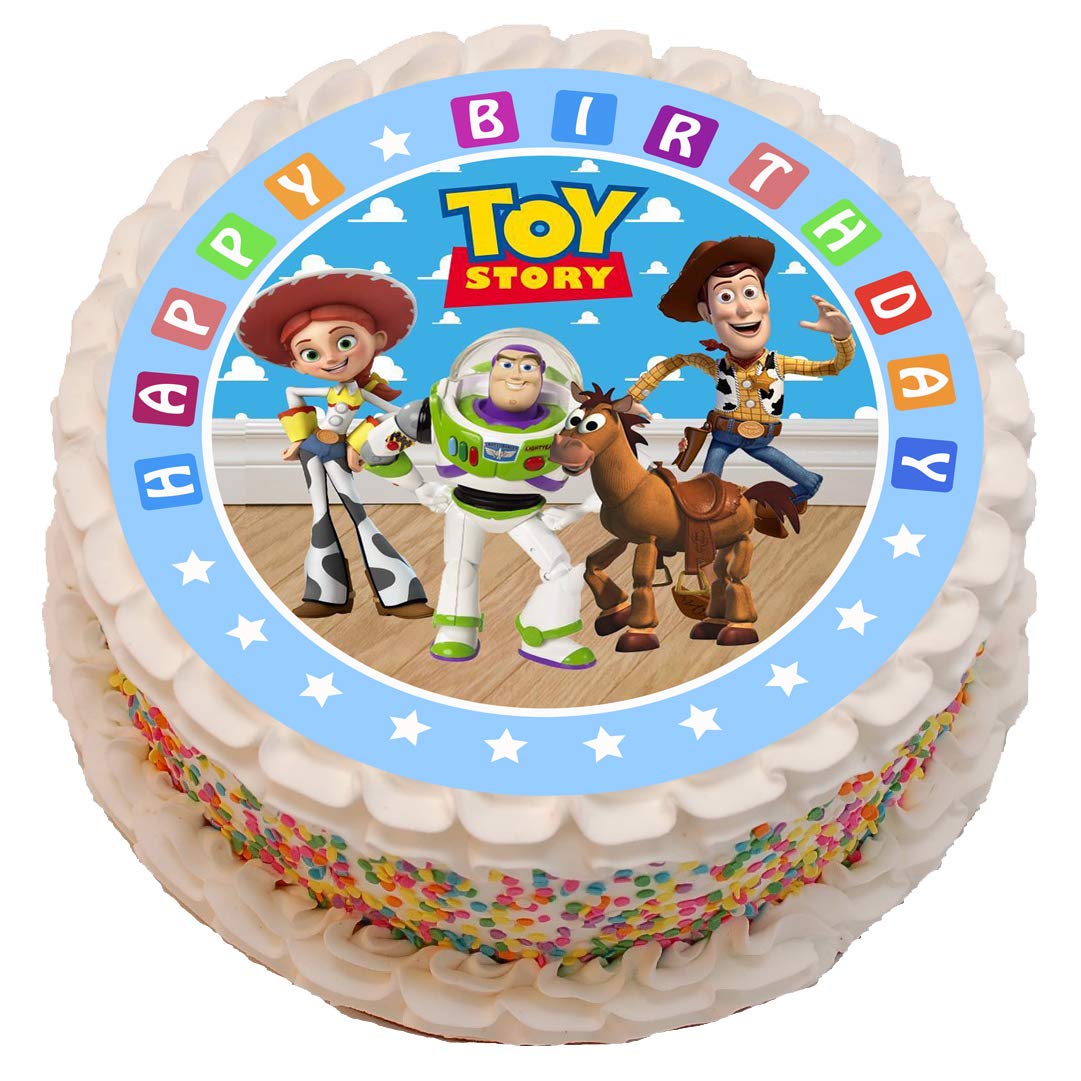 Buy Toy Story Theme PRECUT Cake Topper 8 Inch Round Edible Icing Sheet ...