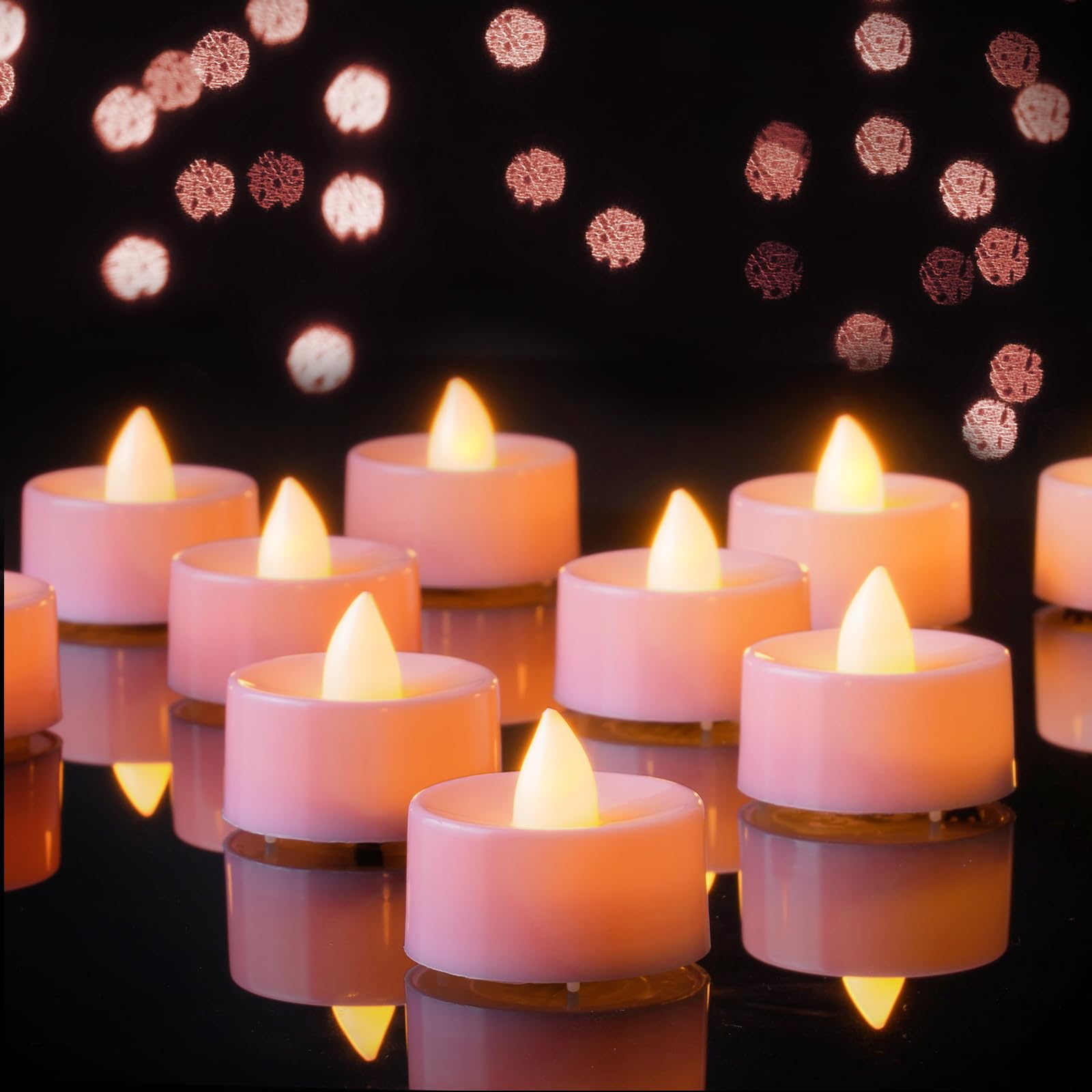 Amazon.com: Amagic Pink LED Tea Lights Candles, 24 Pack Battery ...