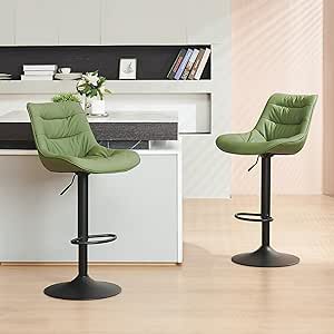 Kidol & Shellder Olive Green Bar Stools Set of 2, Adjustable Counter ...