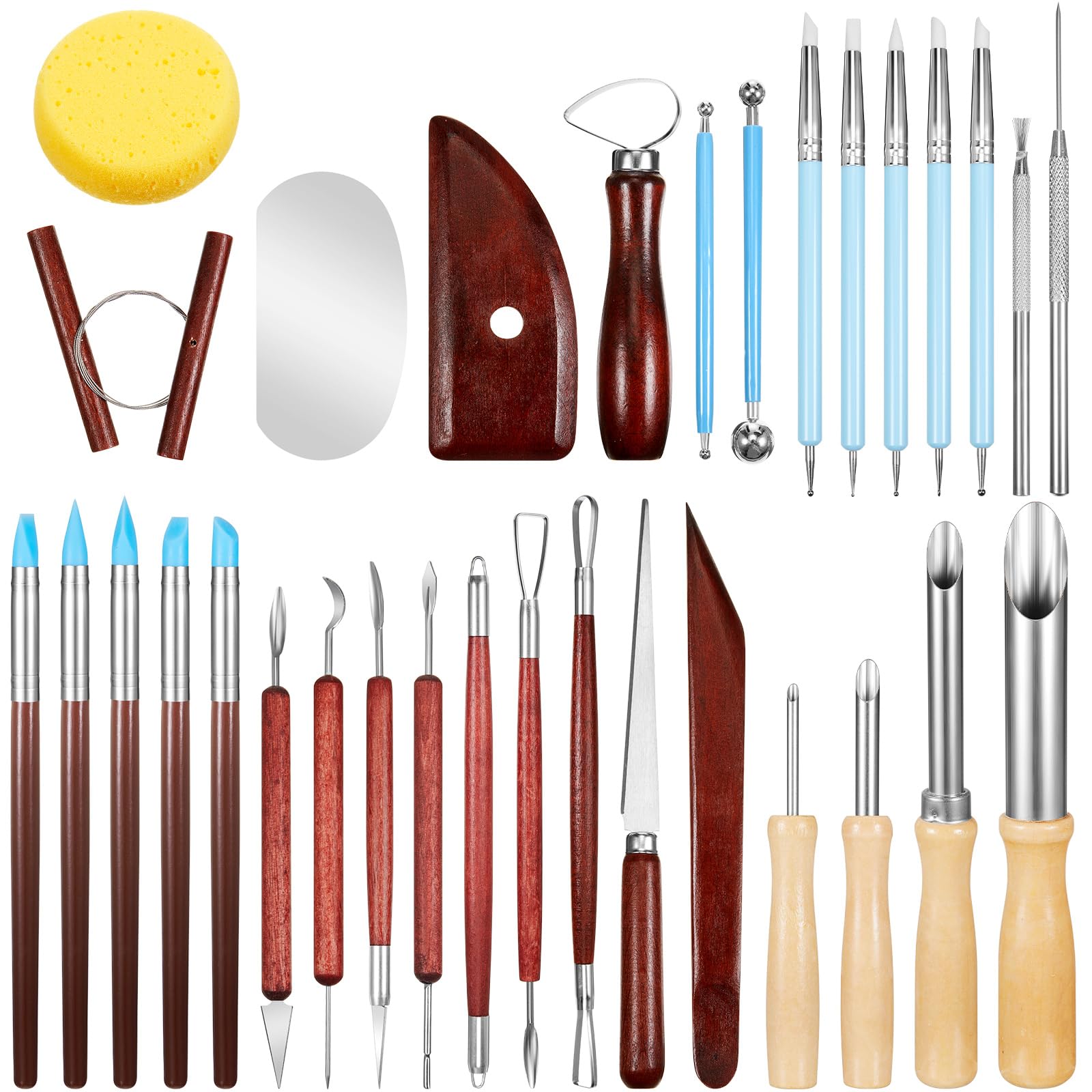 Amazon.com: Wonderjune 32 Pcs Pottery Tools Clay Sculpting Tool Kit ...