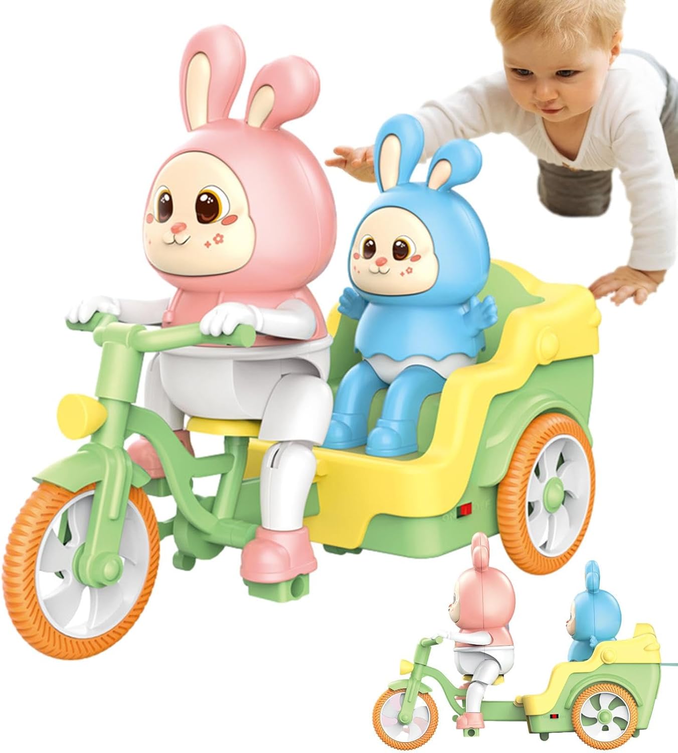 Amazon.co.jp: Simulation Electric Rabbit Tricycle Toy, Rabbit Tricycle ...