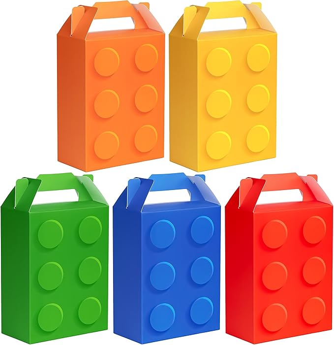 Amazon.com: VELATYVIO 30Pcs Building block party favor boxes 5 Colors ...