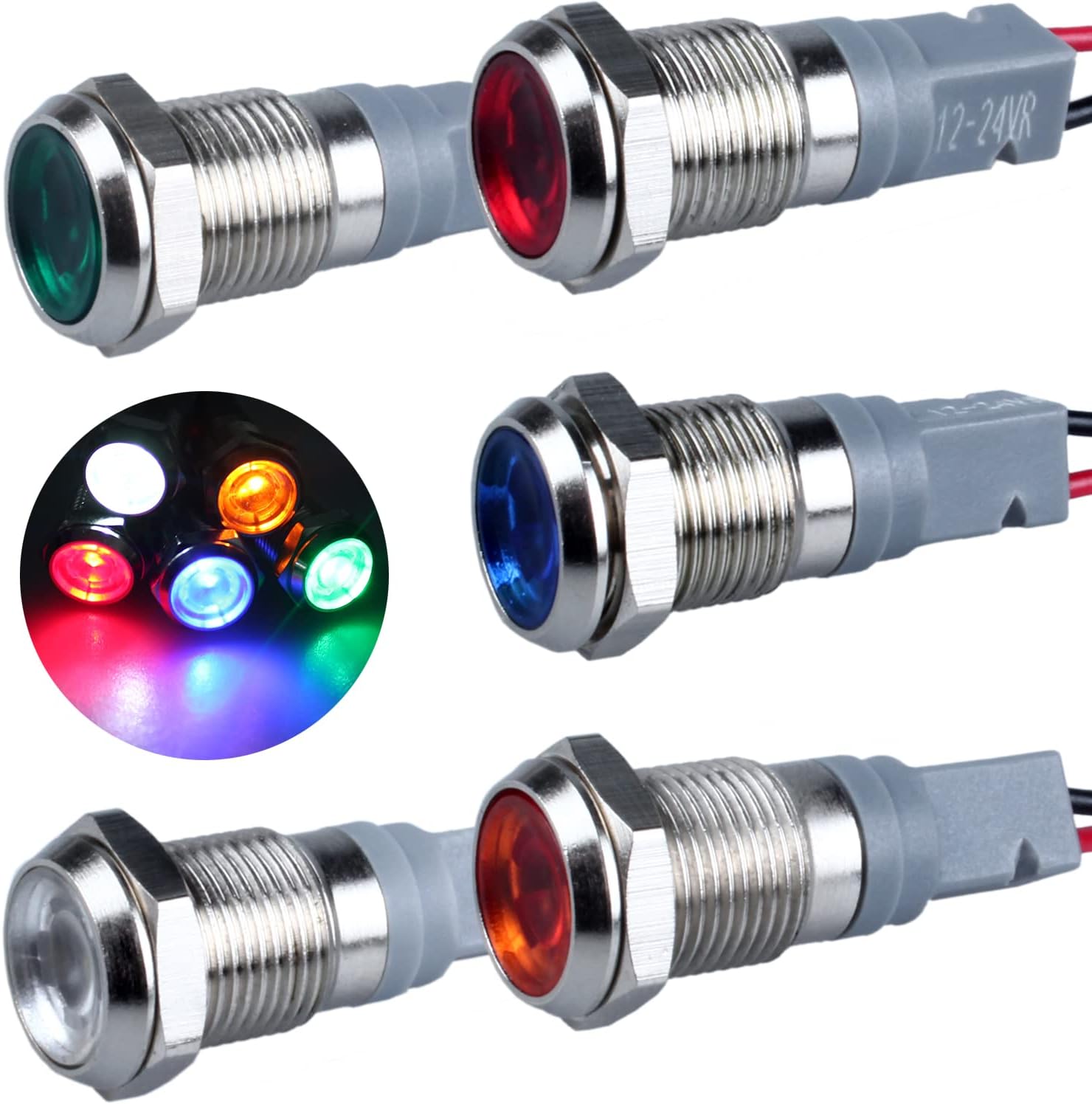 Amazon.com: DMWD 5 Pcs 12V-24V 20mA Energy Saving LED Indicator Light ...