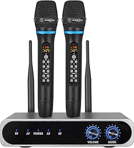 Amazon.com: Wireless Microphone System, UHF Rechargeable Wireless Dual ...