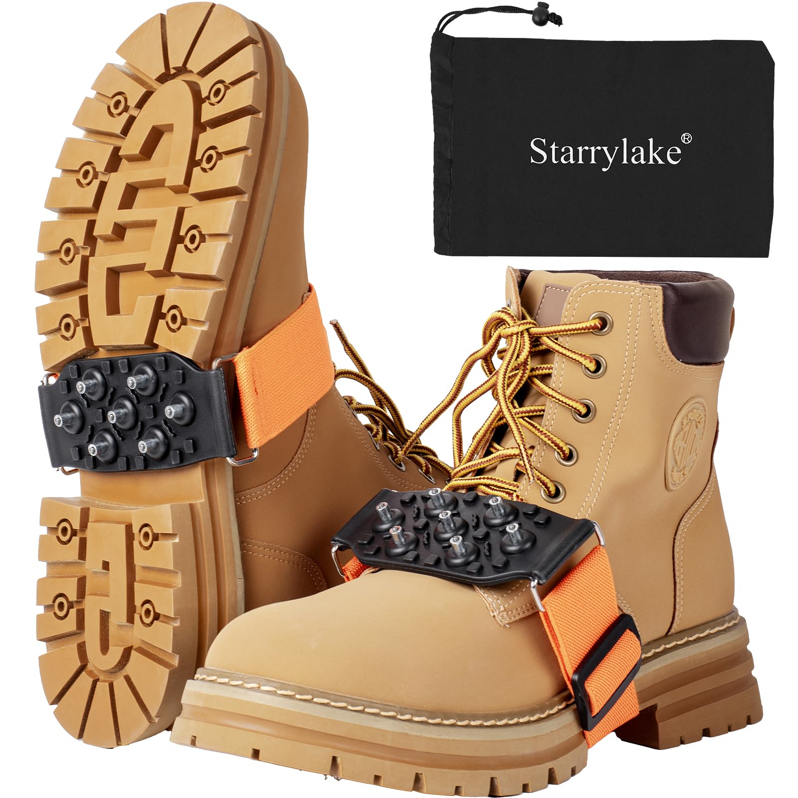 Starrylake Mid Sole Ice Cleats Anti Slip Snow Traction Crampons with 7 ...