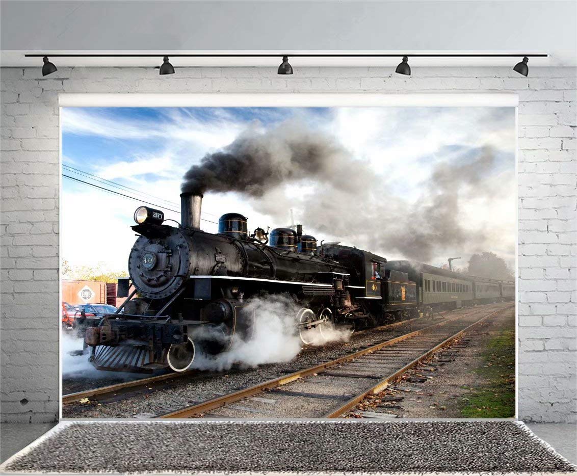 Buy Leowefowa 10x8ft Essex Steam Train Photo Backdrop Locomotive Steam ...