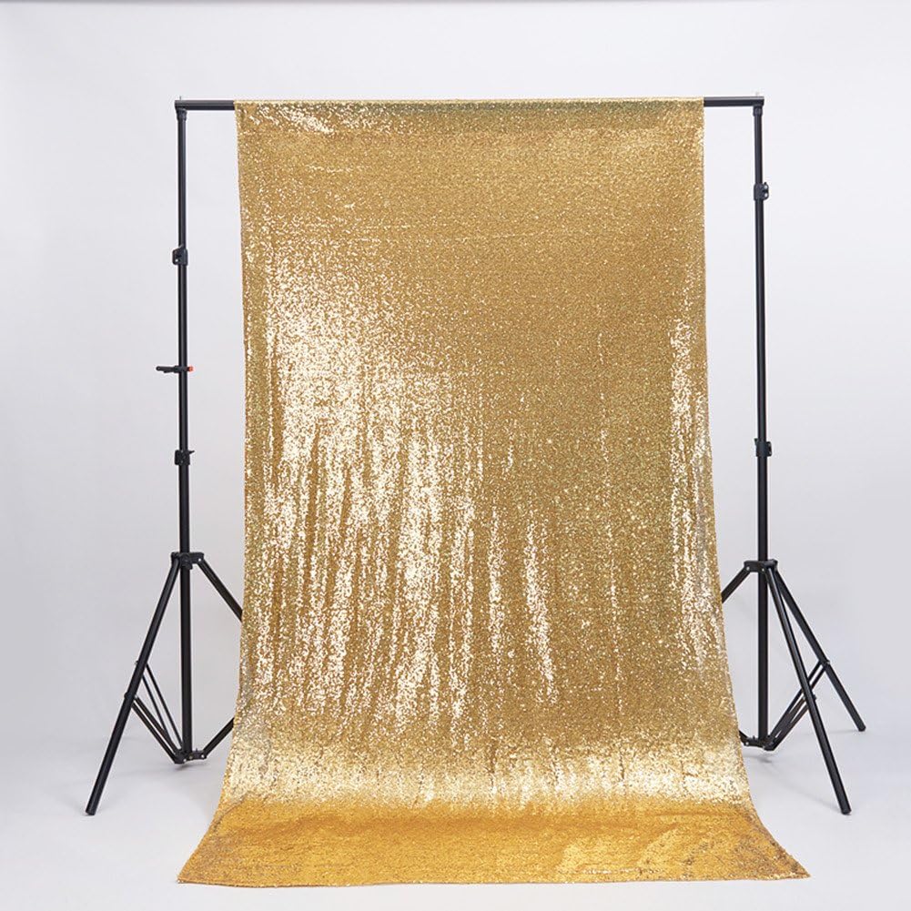 YZEO 4ft*6.5ft Photo Booth Backdrop Gold Sequin Fabric Gold Wedding ...