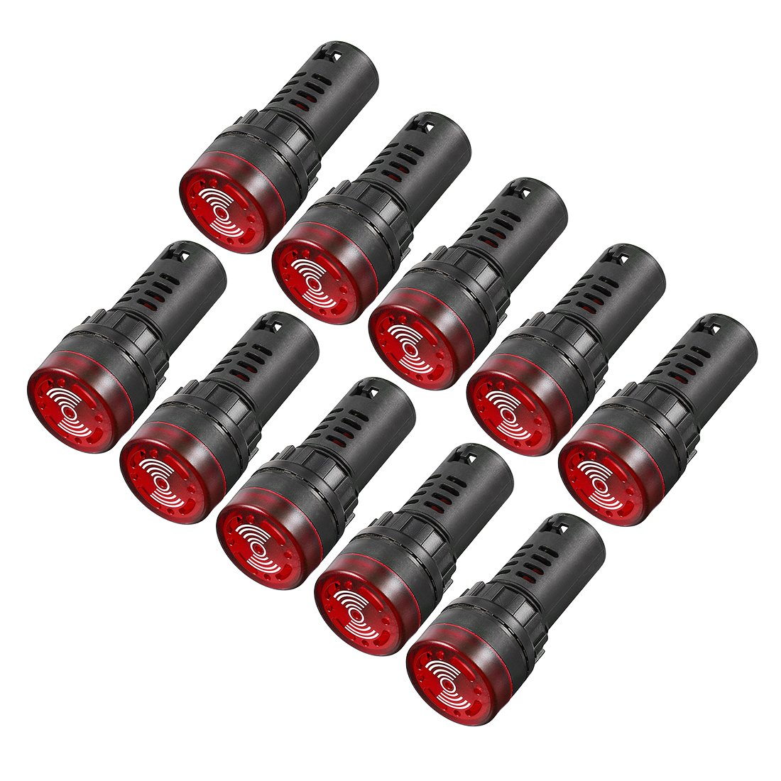 uxcell 10Pcs Red Indicator Light with Buzzer AC/DC 24V, 22mm Panel ...