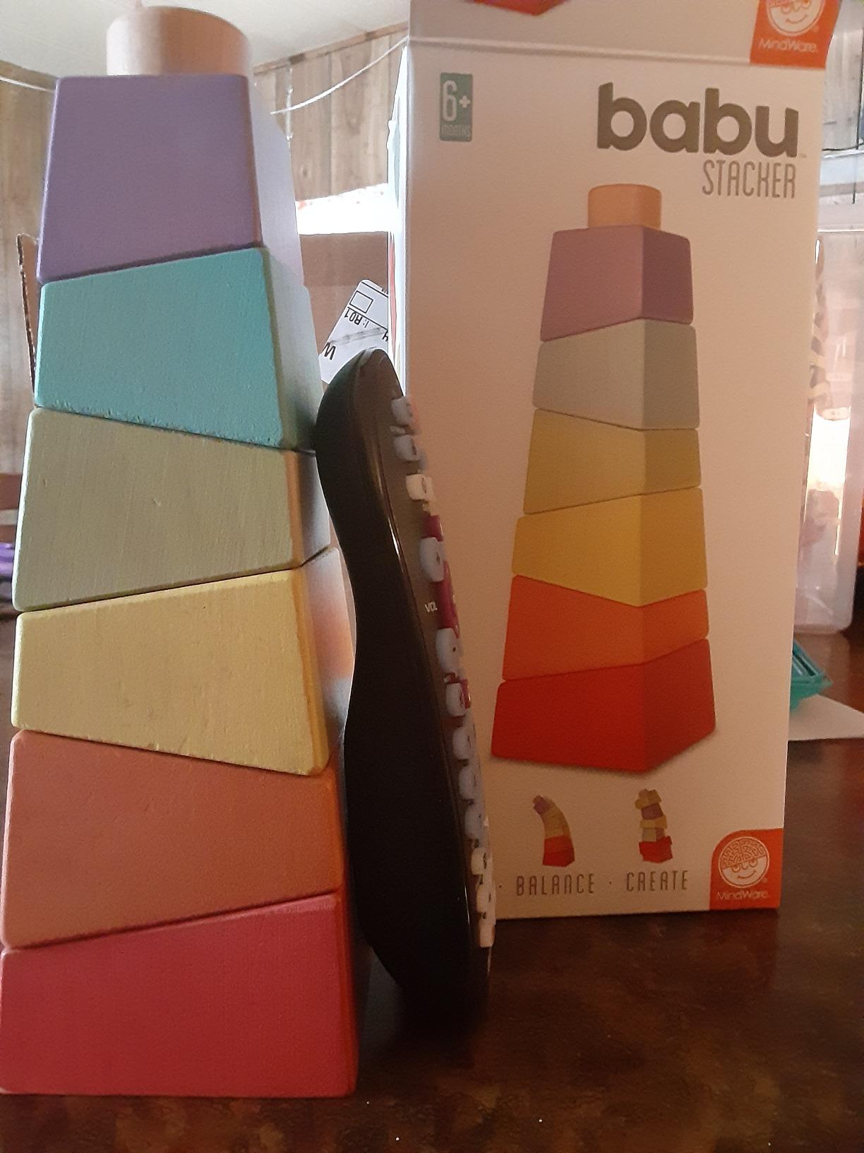 Amazon.com: MindWare babu Wooden Baby Collection: Stacker Tower Toy ...