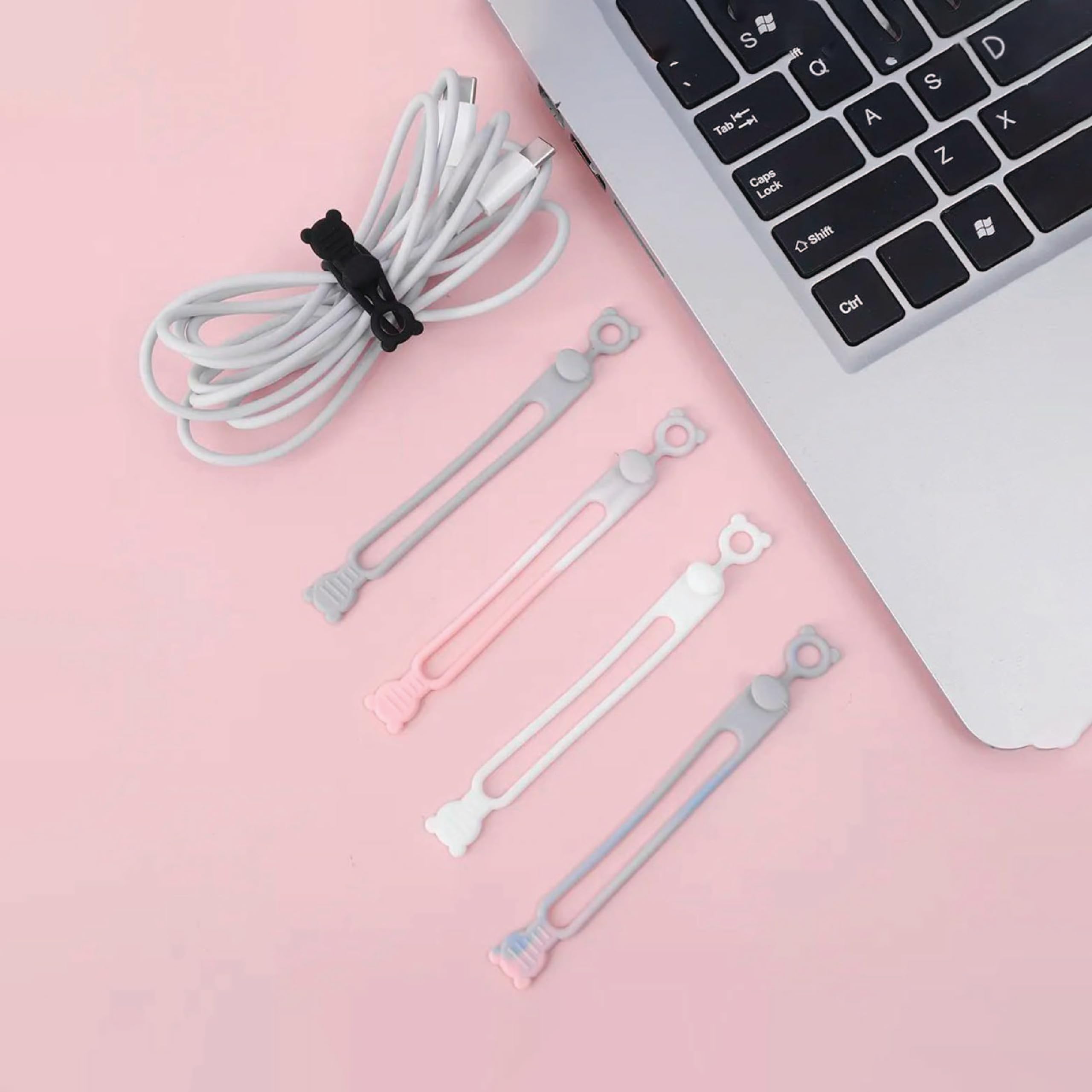 Snapklik.com : 30-Pack Silicone Cable Ties Reusable, Rubber Cable Ties ...