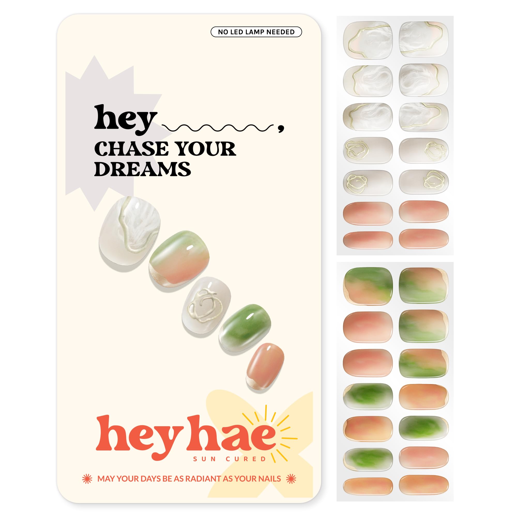 Amazon.com: Heyhae Semi Cured Gel Nail Strips | Sun Cured Gel Nail Wraps No LED Lamp Needed Easy ...