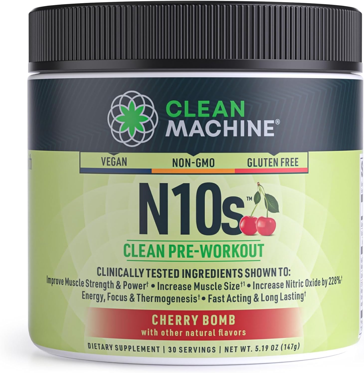 Amazon.com: CLEAN MACHINE N10s Plant-Based Pre Workout Powder - Vegan ...