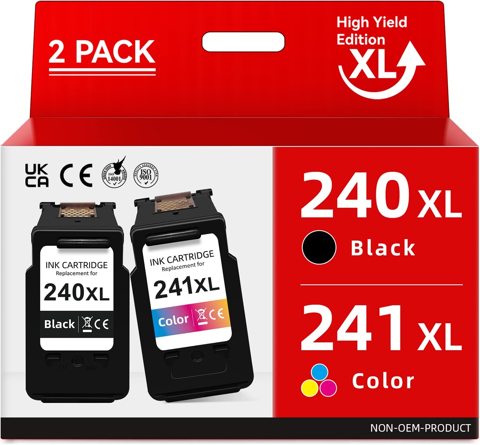 High Yield for Canon Ink 240 241 XL, for Canon PG-240XL CL-241XL Black ...