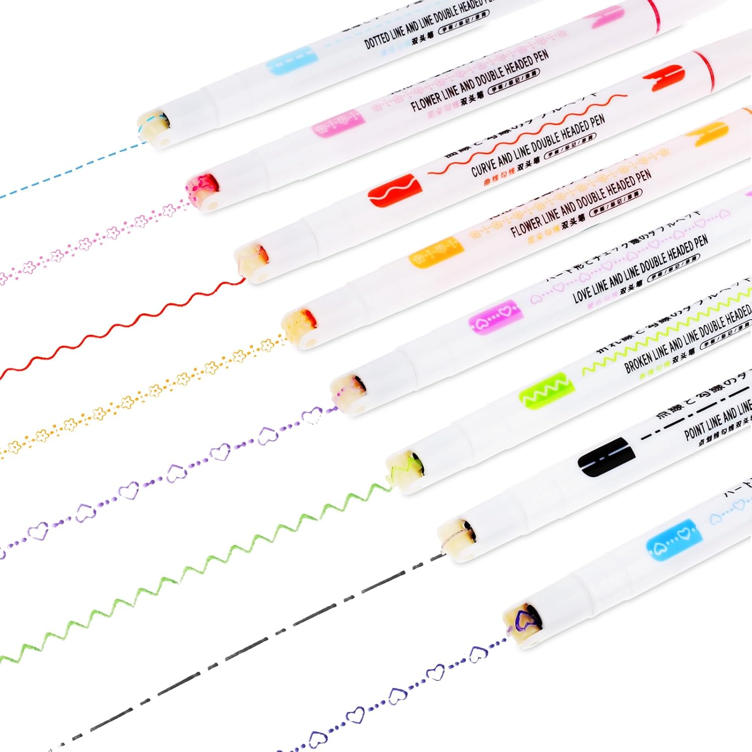 Amazon.com : Prasacco 8 Pcs Colored Curve Pens Dual Tip Pens Fineliner ...