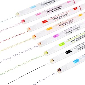 Amazon.com : Prasacco 8 Pcs Colored Curve Pens Dual Tip Pens Fineliner ...