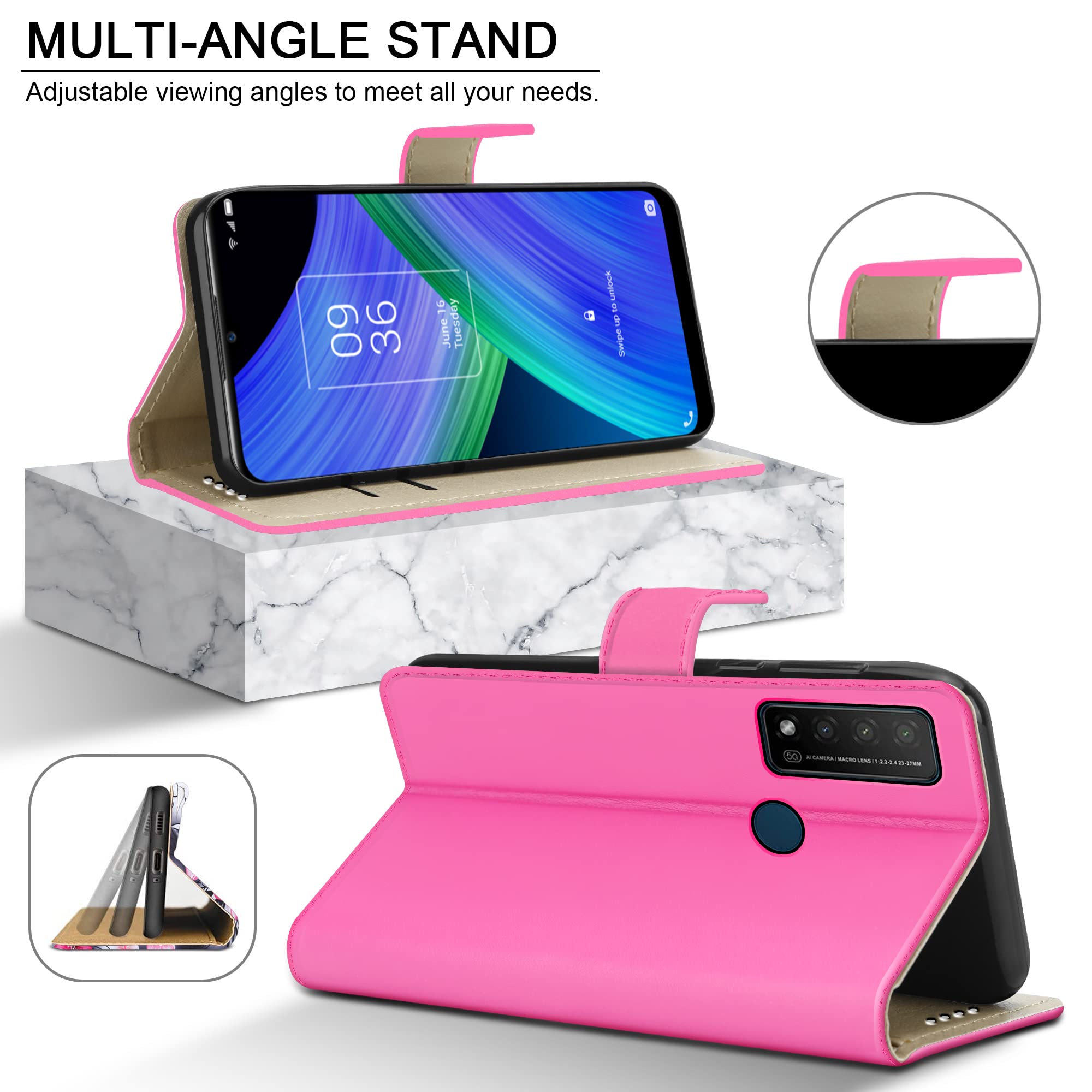 For TCL 305 306 403 405 40 SE 40R Case Leather Wallet Phone Cover ...