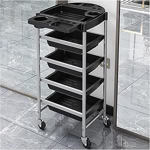 Amazon.com: POCHY Utility Carts 5 Layers Plastic End Table Foldable Top ...