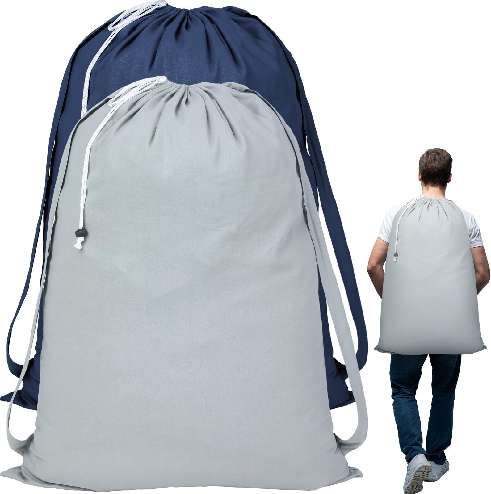 Amazon.com: Wovnet 2 Pcs Extra Large Laundry Bag with Straps 24 x 32 ...