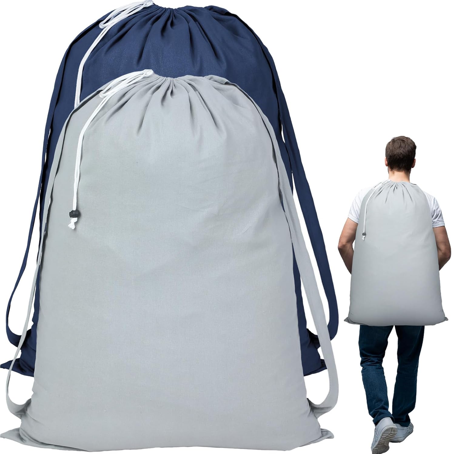 Amazon.com: Wovnet 2 Pcs Extra Large Laundry Bag with Straps 24 x 32 ...