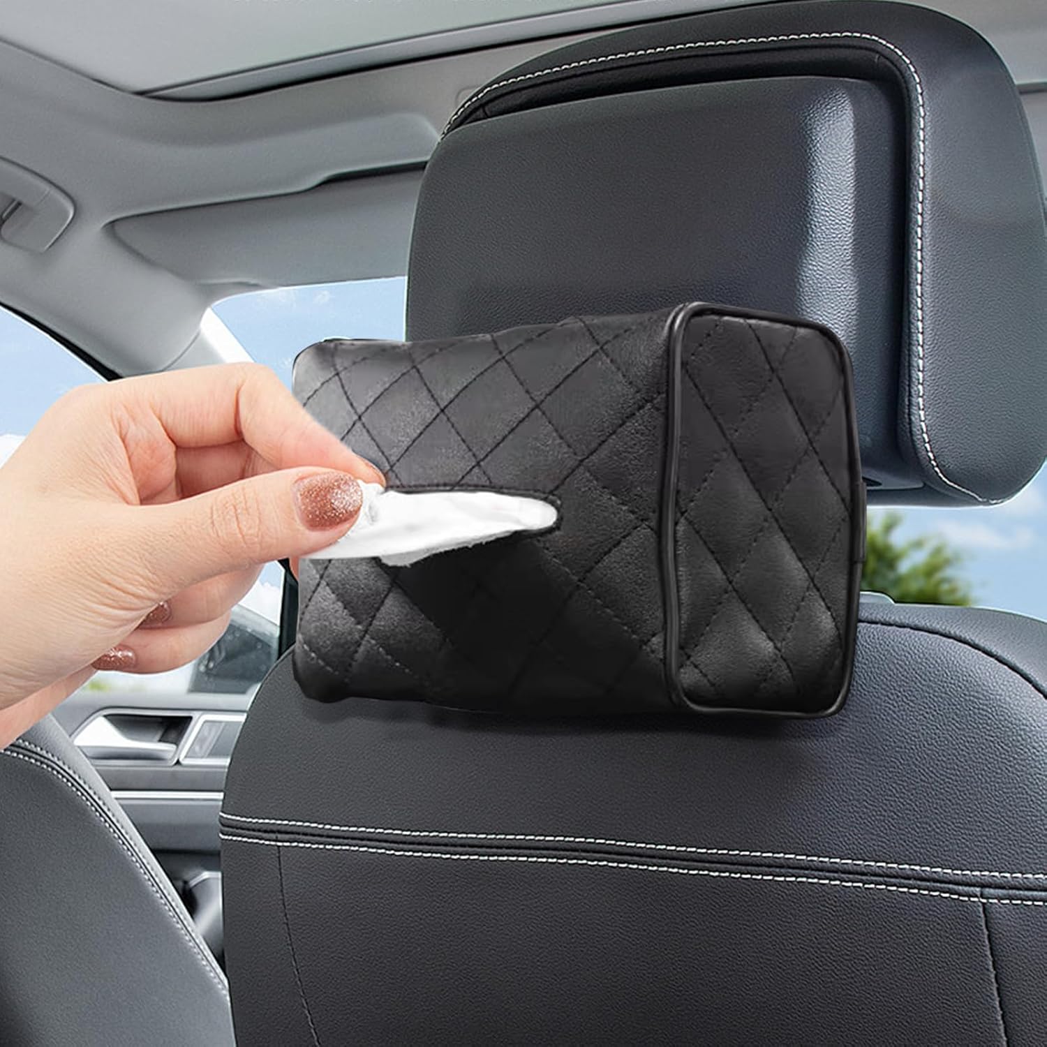 Amazon.com: Baisher Car Tissue Holder, Made of High Grade PU Leather ...