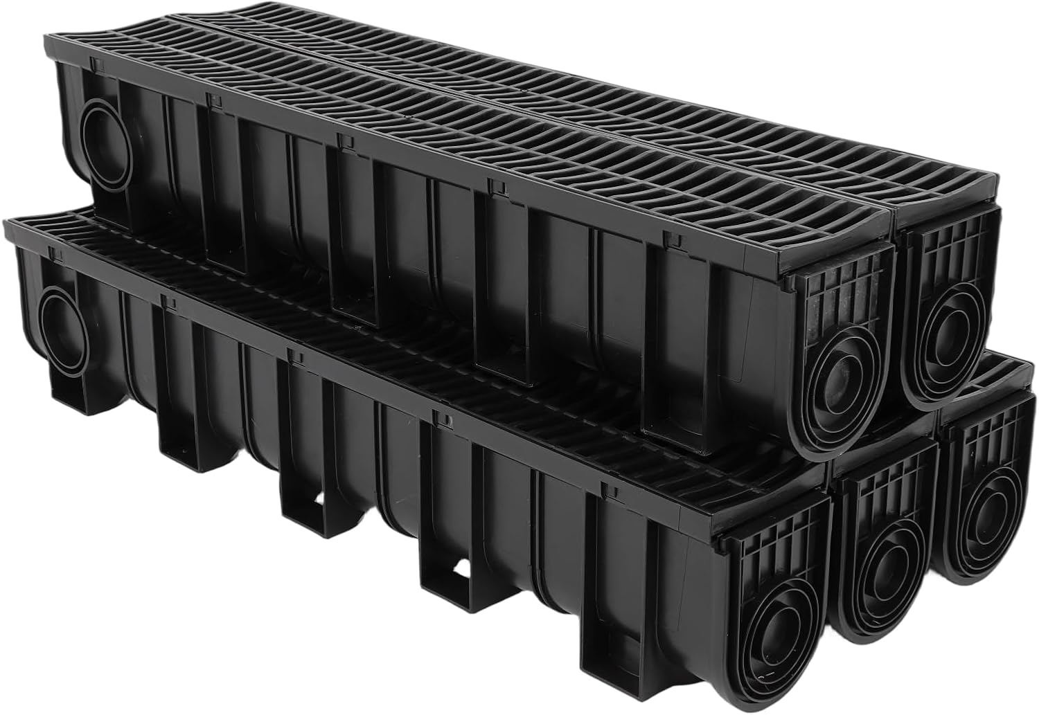 Amazon.com: Trench Drain System, Channel Drain with Plastic Grate, 5 ...