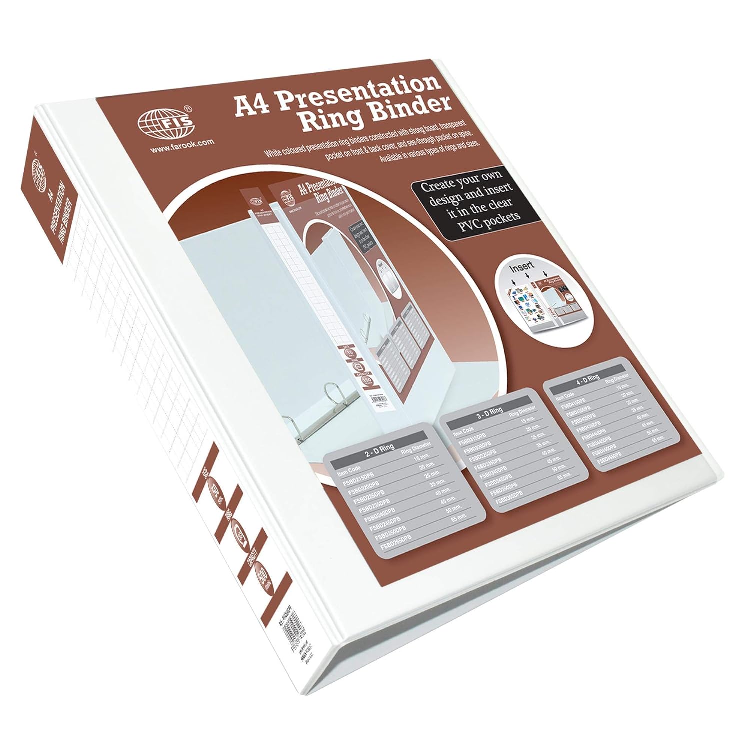 FIS Presentation Binder 3D Ring, A4 Size, 50mm Ring Size, 3.00 Inch Spine Colonne - FSBD350DPB ...