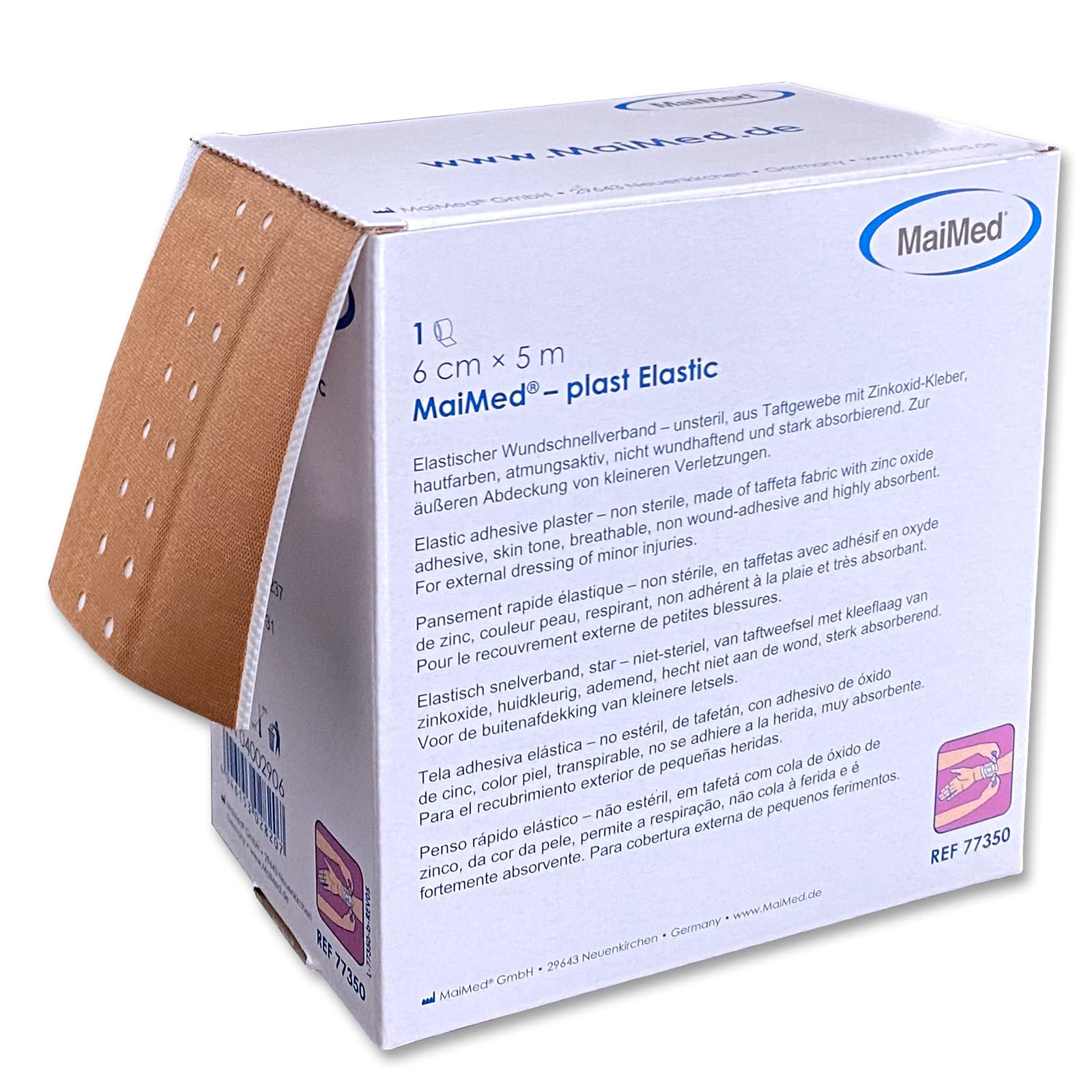 MaiMed plast elastic Pflaster Rolle 6cm x 5m Pflaster Box Wundpflaster ...