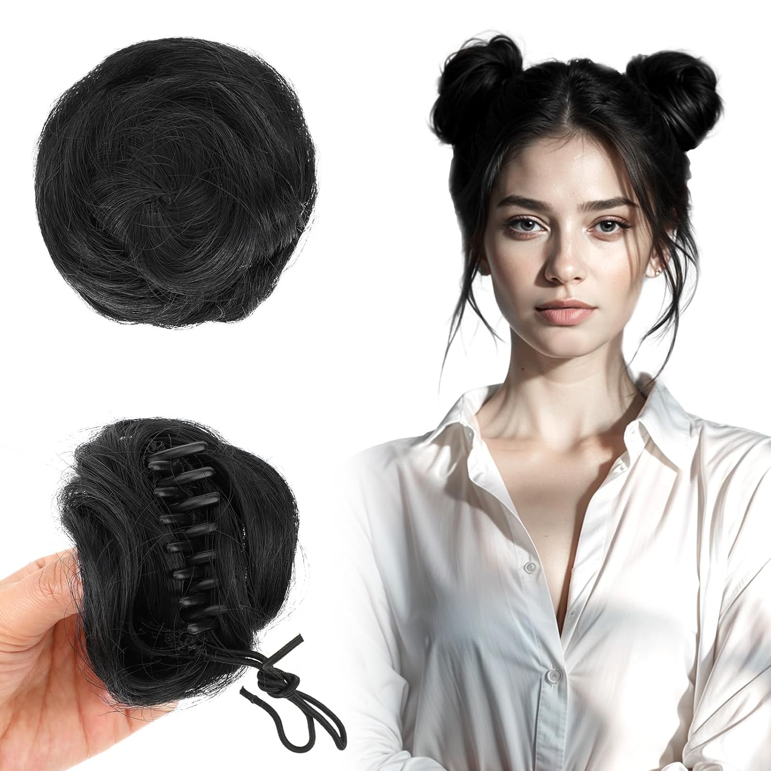 Amazon.com : Dimeho Space Buns Hair Pieces, 2 Pcs Mini Claw Clip in ...