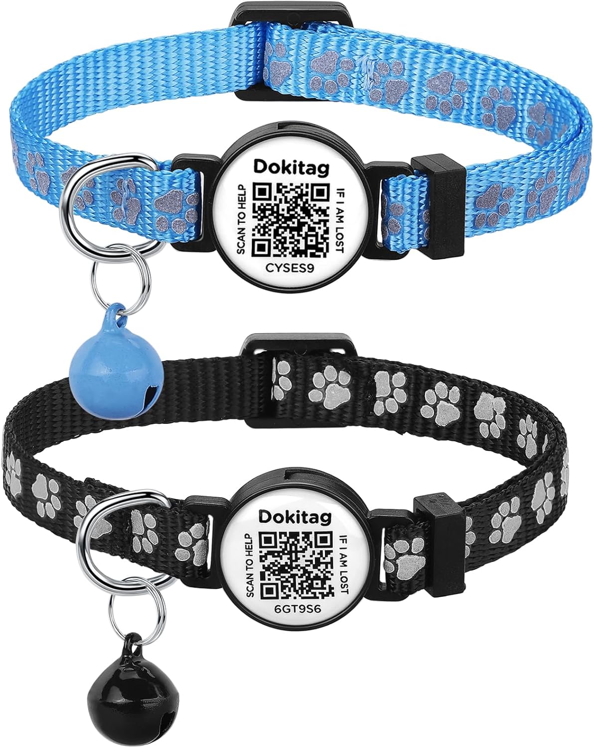 Pet Supplies : DOKITAG Reflective Cat Collar with QR Code Name Tag ...