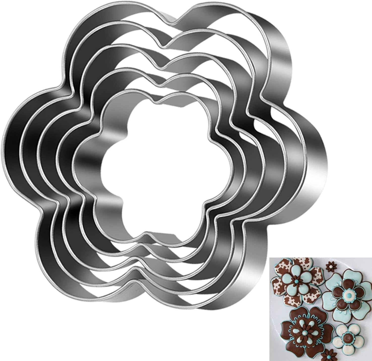 Amazon.com: Tmflexe Flower Cookie Cutter, Pack of 5…: Home & Kitchen