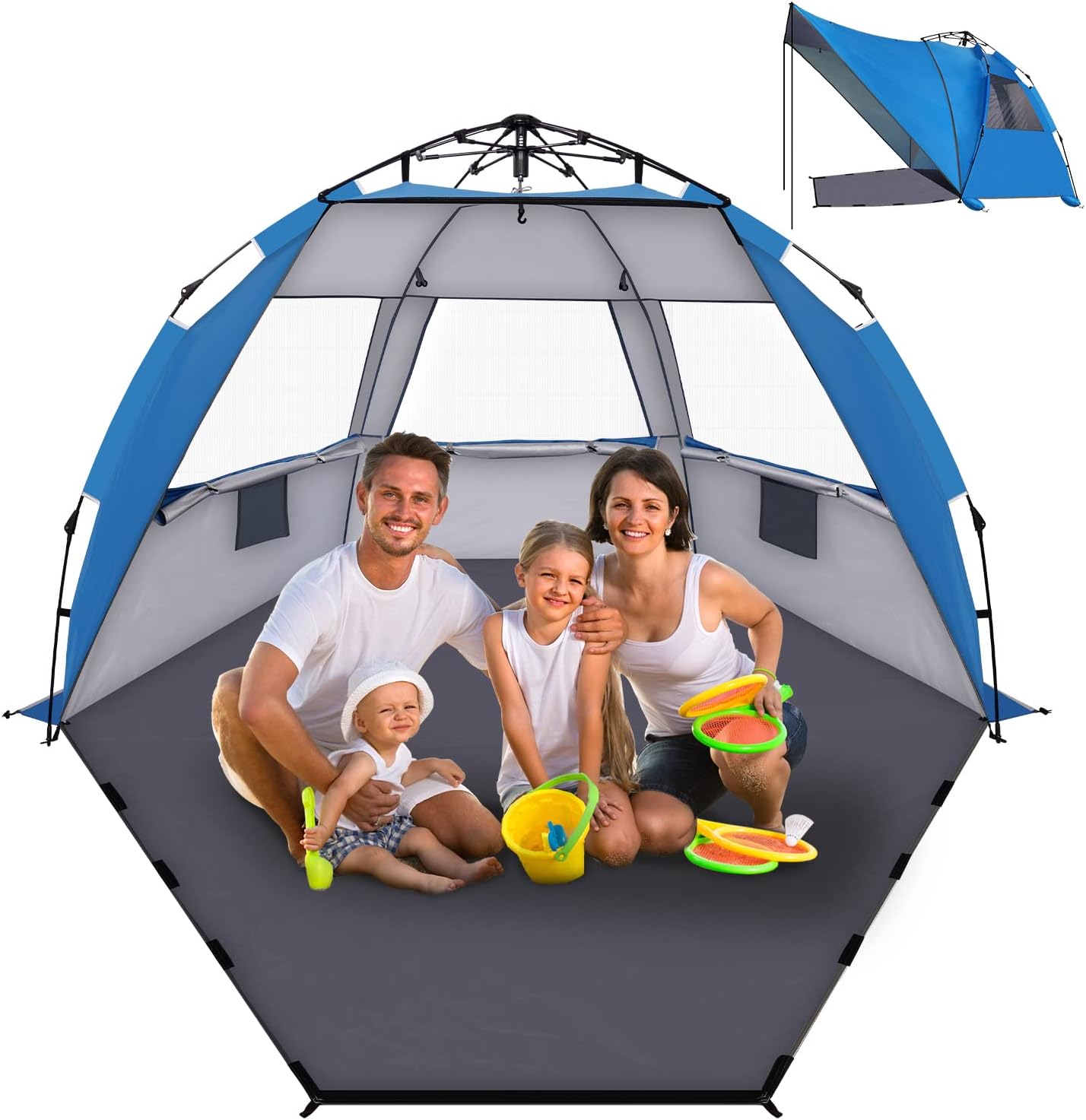 Amazon.com: Calanofin Beach Tent 6 Person UPF 50+ Protection Easy Setup ...