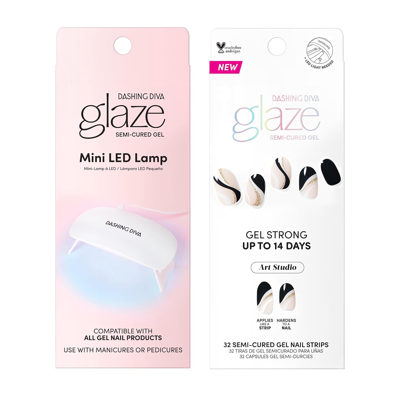 Amazon.com : Dashing Diva Glaze Nail Strips - Midnight Swirl & Mini LED ...