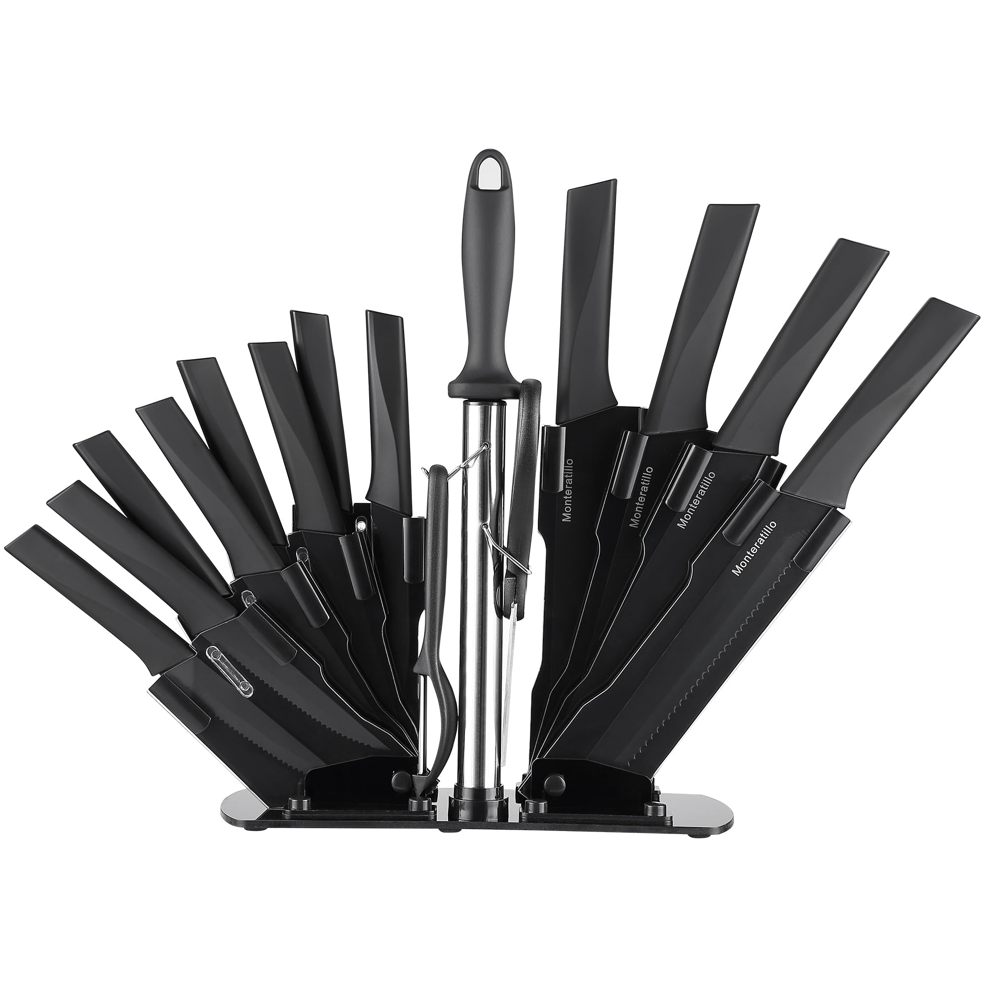 Amazon.com: Kitchen Knife Set with Block, 16 Pcs Professional Chief ...