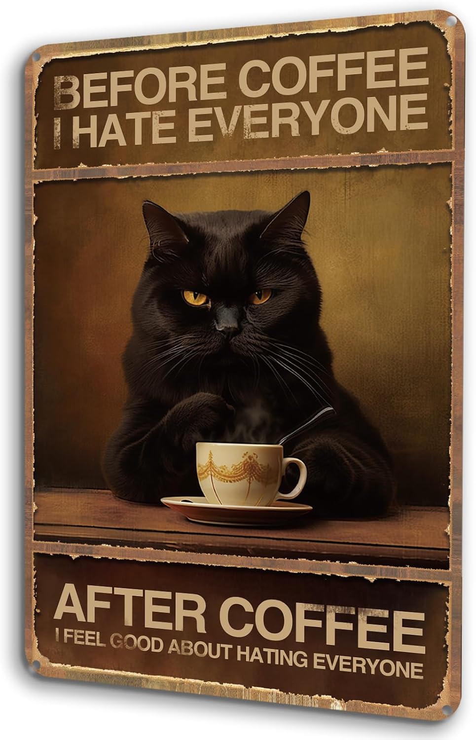 Amazon.com: Doguiei Funny Black Cat Prefer Coffee Signs For Kitchen ...