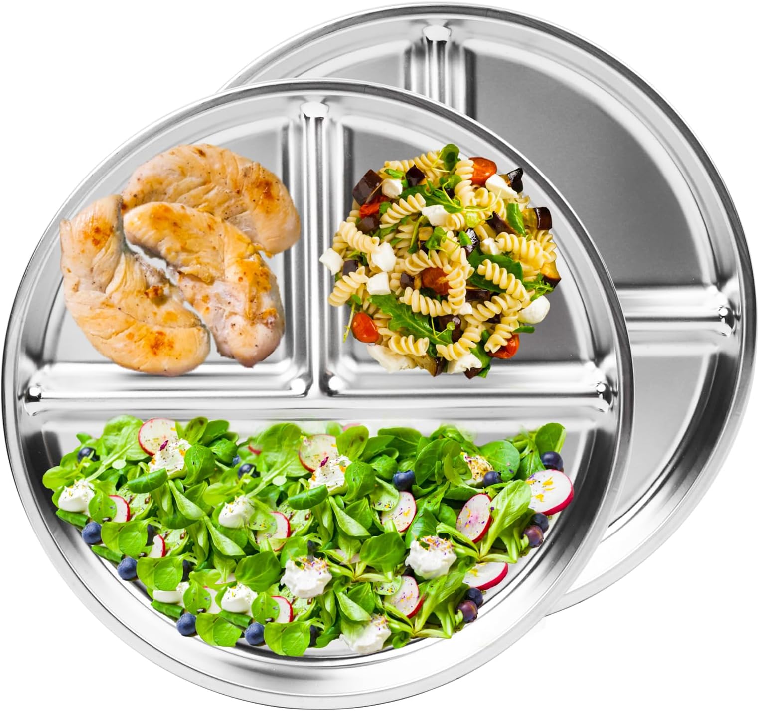 Amazon.com | Lounsweer Set of 8 304 Stainless Steel Kids Plates 3 ...