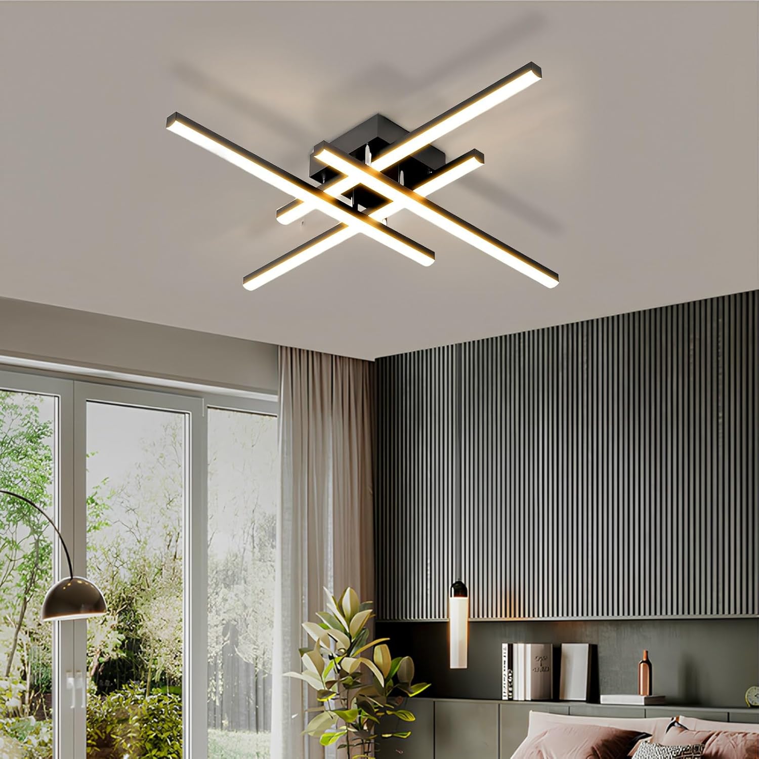 Amazon.com: ANYTOP Modern 24 Inch LED Warm Light Ceiling Light - Black ...