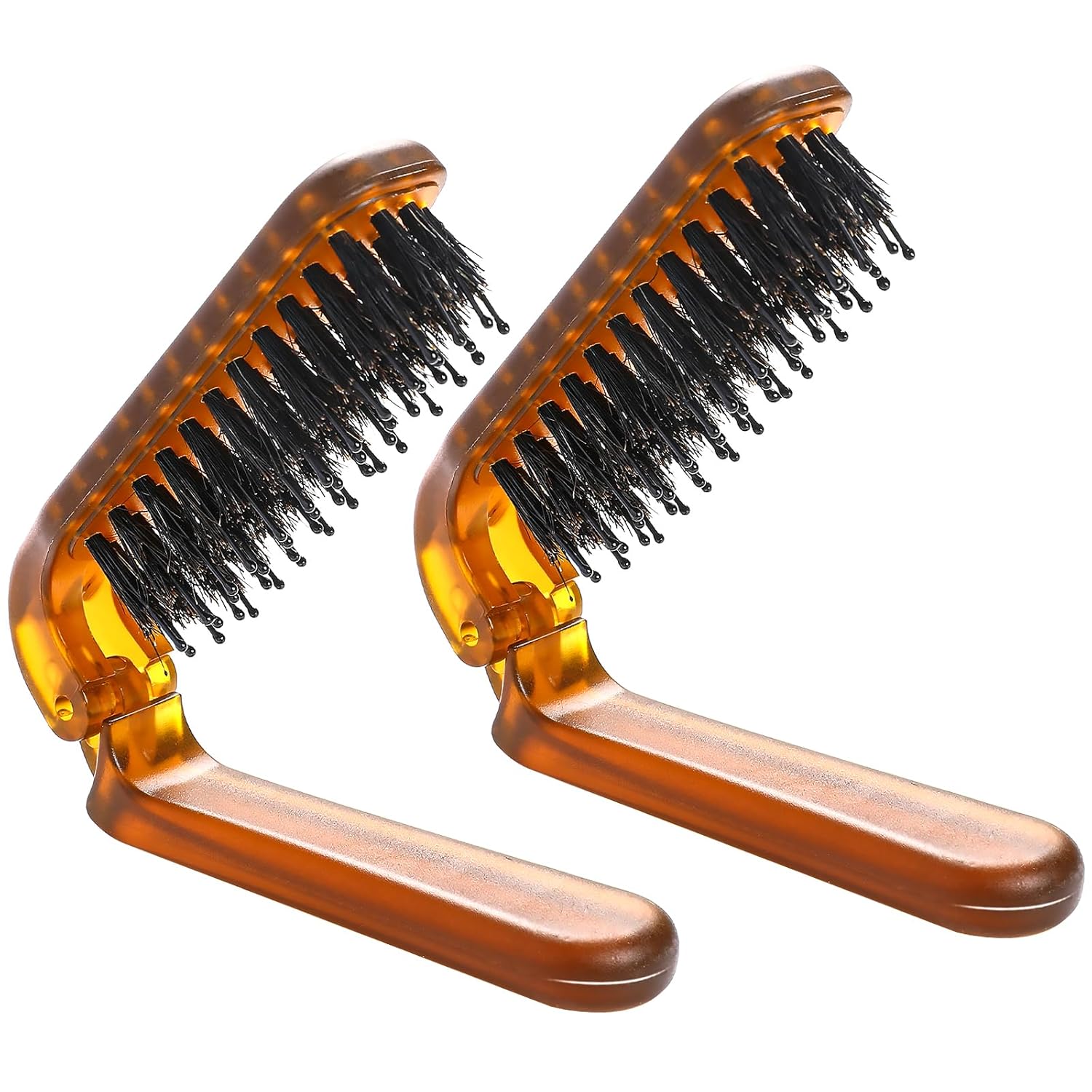 Amazon.com : 2 Pack Folding Hair Brush, Travel Size Brush with Natural ...