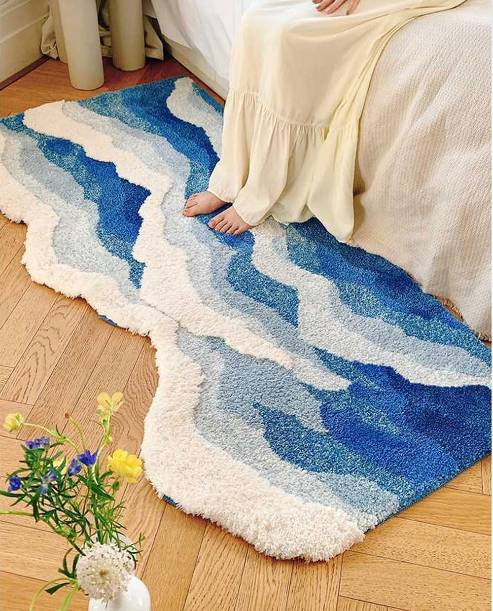 Amazon.com: JGSF Wave Shape Bedroom Rugs Kids Room Rugs Living Room ...