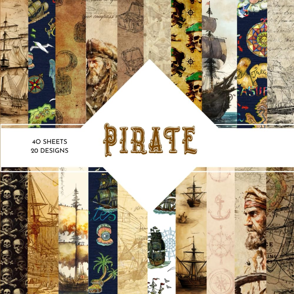 Amazon.com: Pirate Scrapbook Paper: | 8,5 x 8,5 size | 40 patterned ...