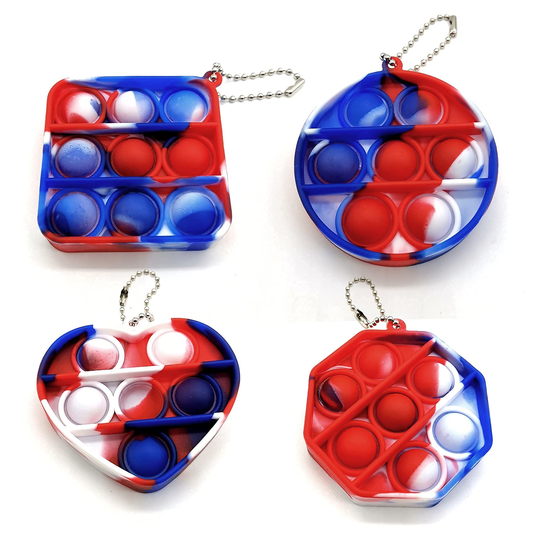 Mini Push it Pop Popit Keychain Sensory Fidget Toys 4 Pack for Stress ...