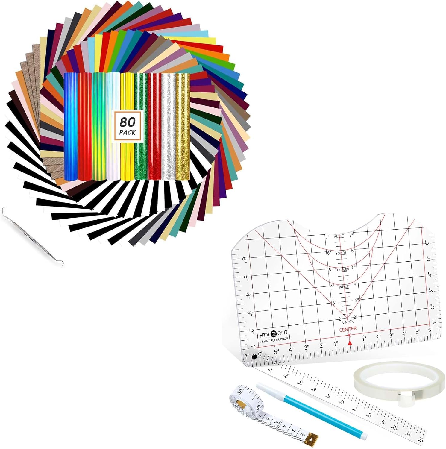 Amazon.com: HTVRONT 80 Pack HTV Heat Transfer Vinyl Bundle and 4Pack ...
