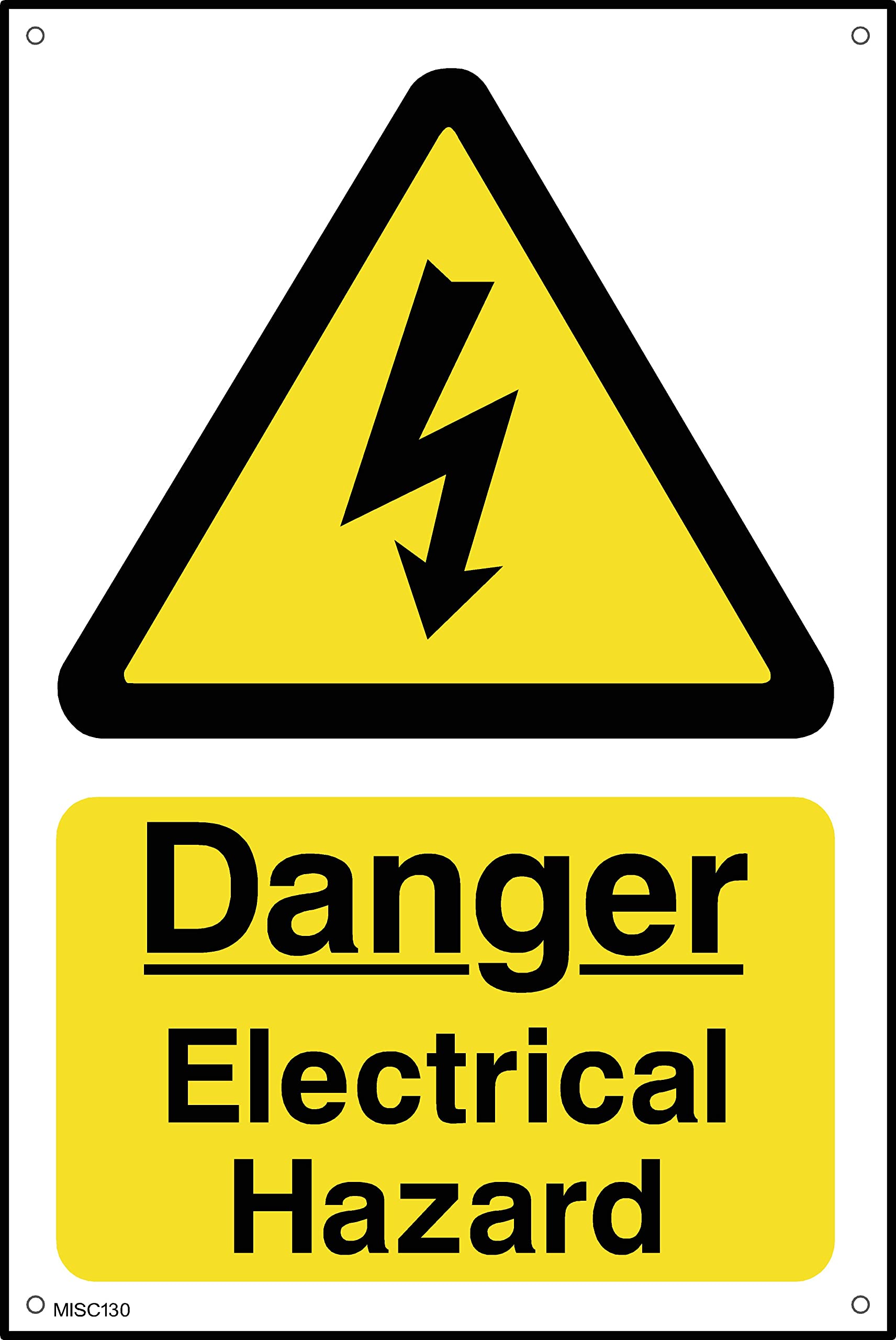 Danger Electrical Hazard Sign - 200mm x 300mm - 1.2mm Rigid Plastic ...