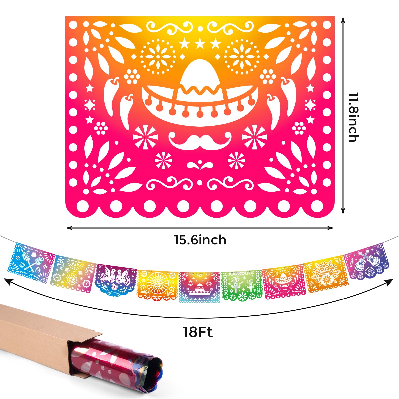 Snapklik.com : Mexican Party Decoration, 18 Feet Plastic Papel Picado ...