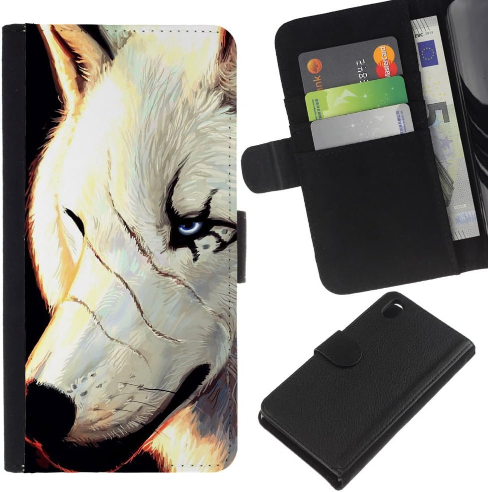 SCARFACE BLUE WHITE EYES FACE SCARS WOLF - Premium PU Leather Wallet ...
